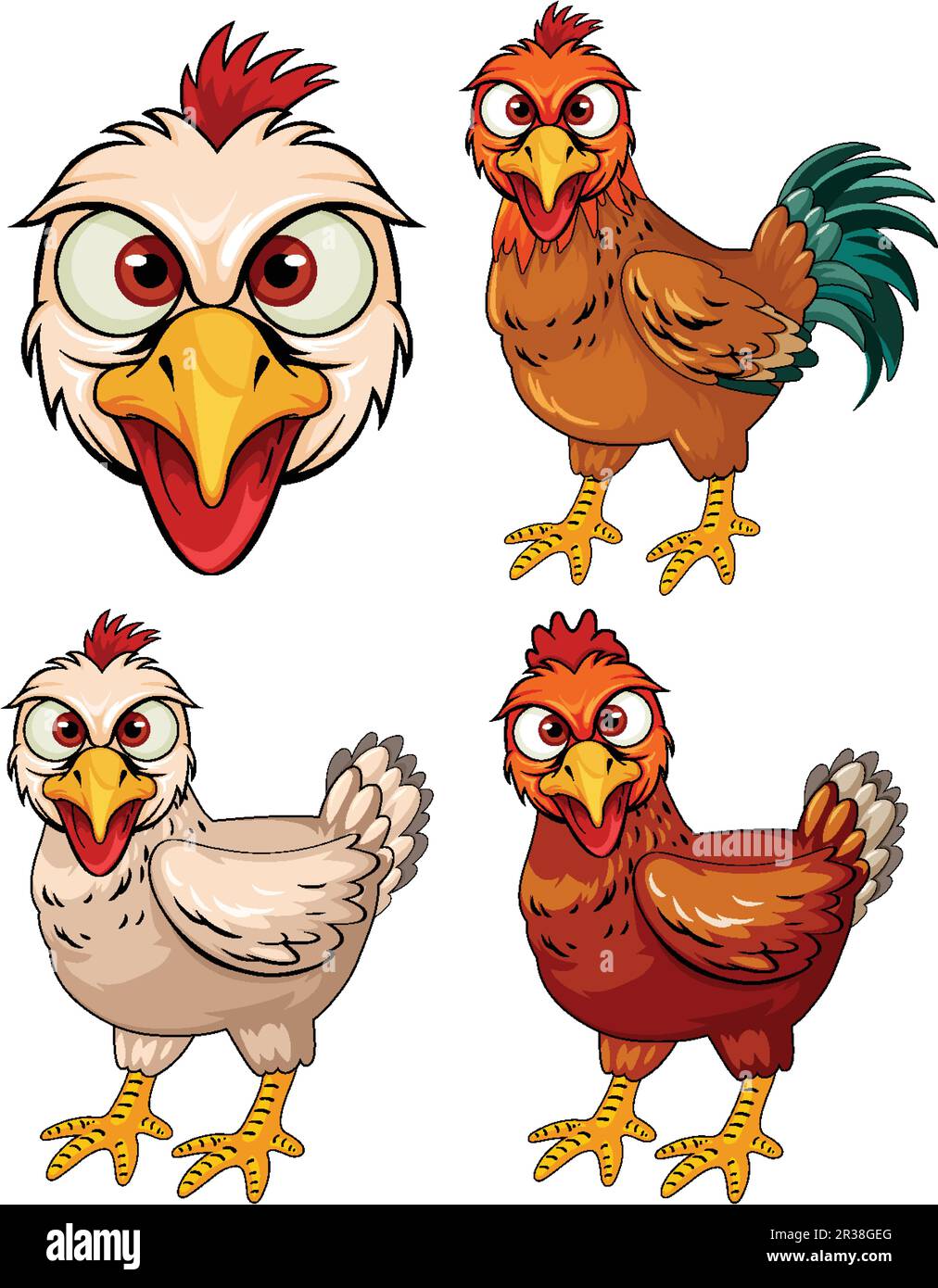 Set of chicken cartoon character illustration Stock Vector Image & Art ...
