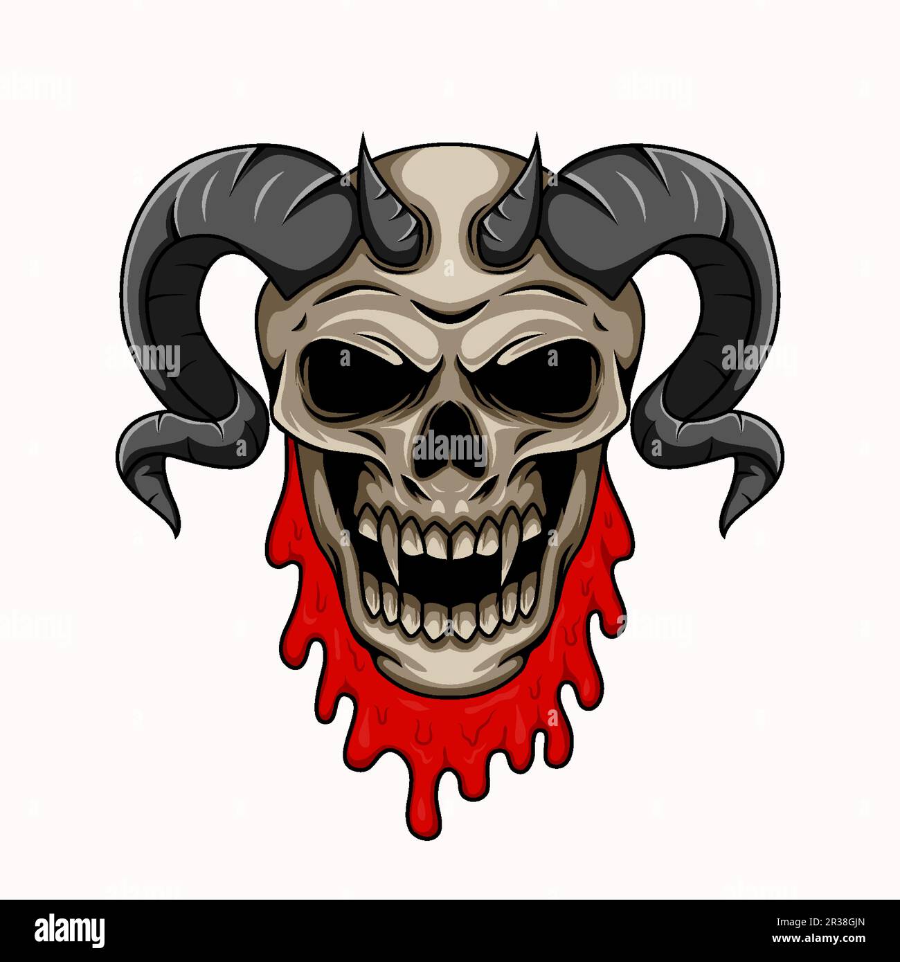 Illustration of demon human skull mascot character with horns and blood ...