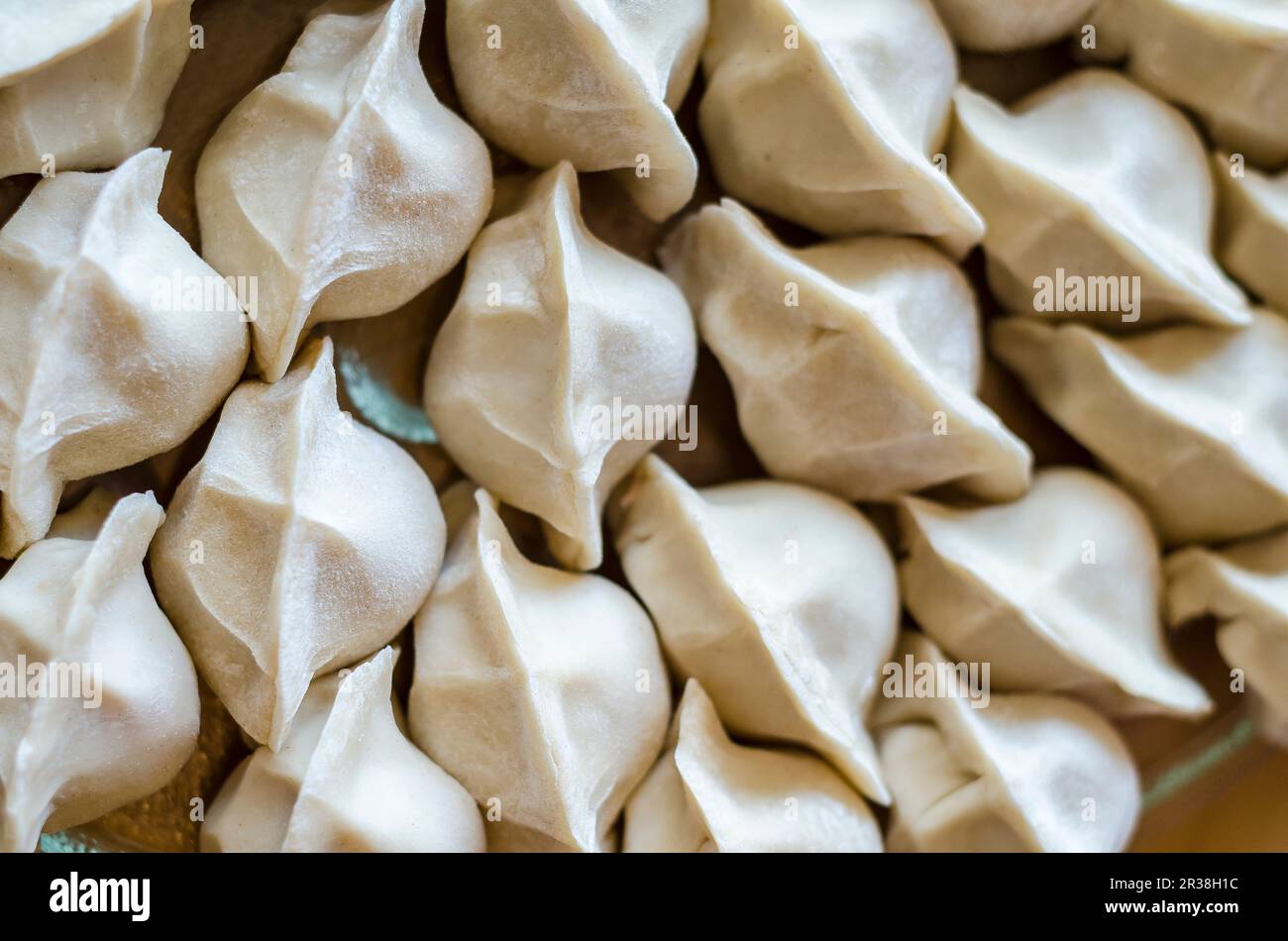 Top down view of freshly home made chinese dumplings Stock Photo - Alamy