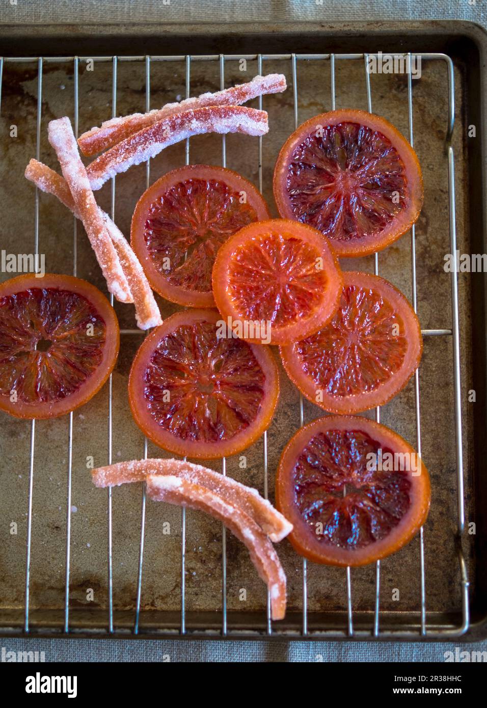 Blood orange slices and candied blood orange peel Stock Photo - Alamy