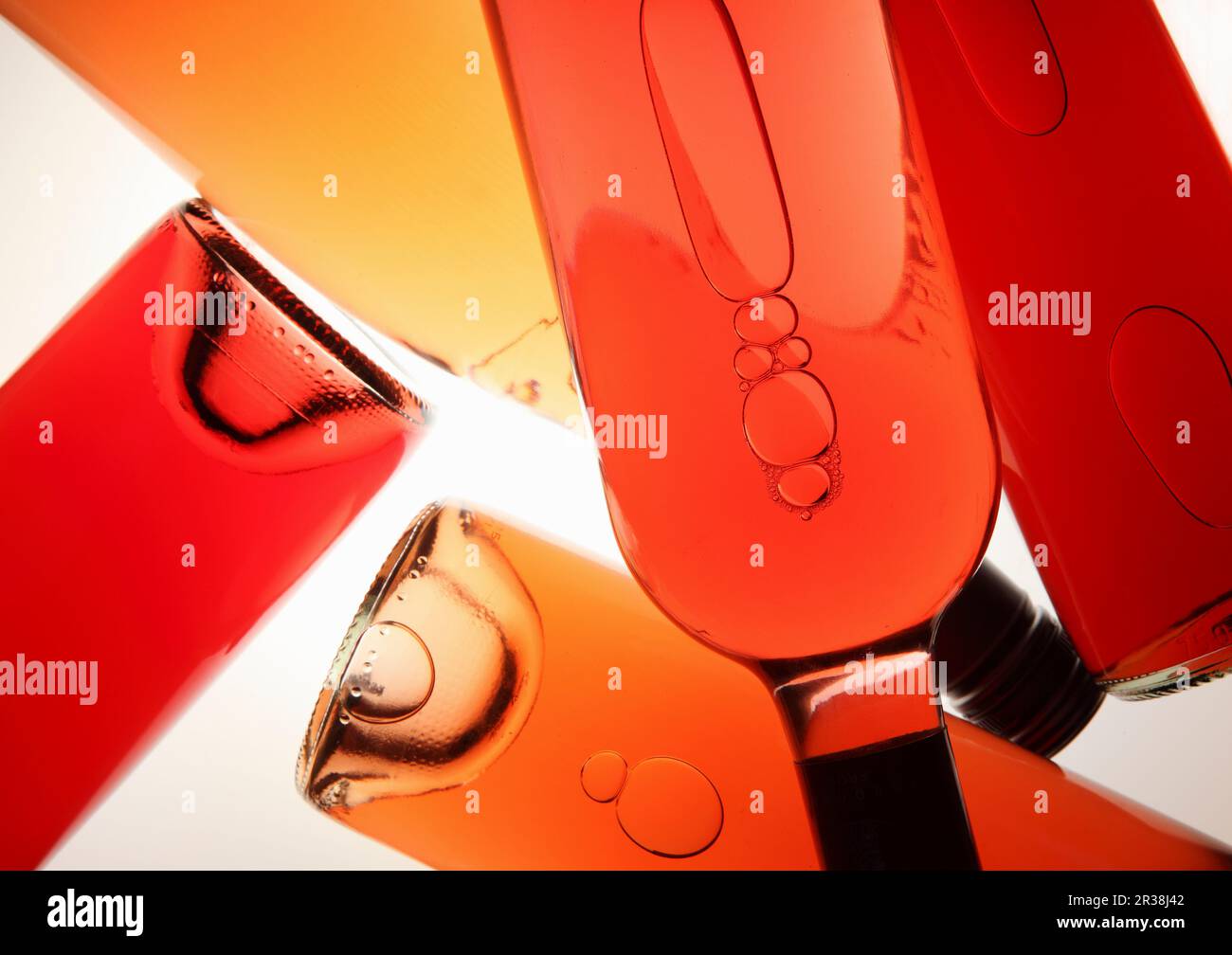 Various red wine and rose wine bottles (top view Stock Photo - Alamy
