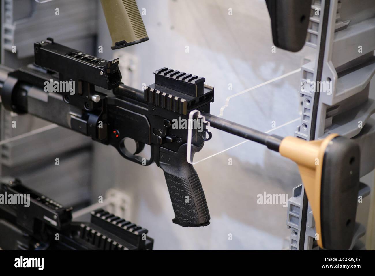 A training rocket launcher filled with pyrotechnics, used to safely ...