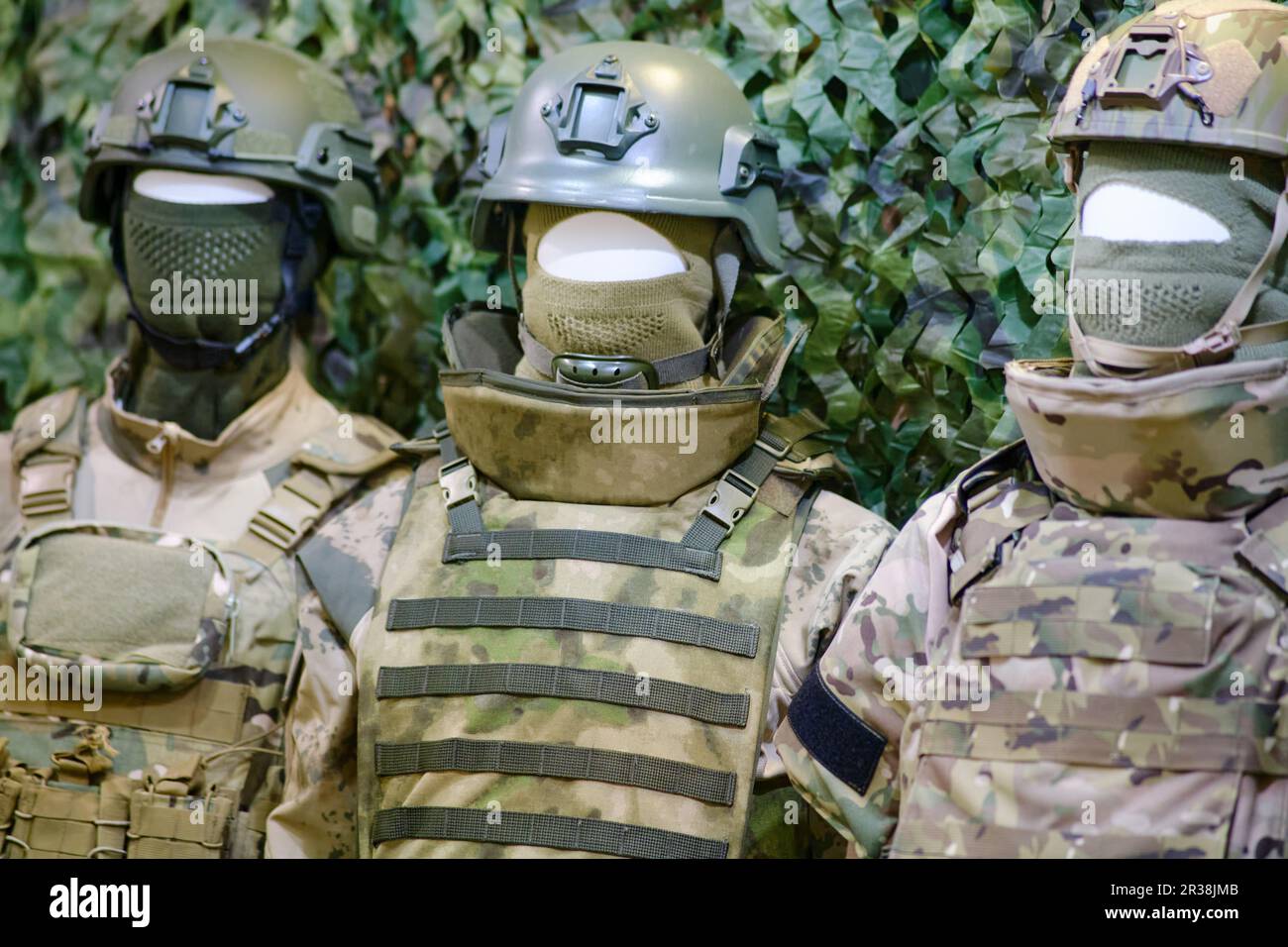 Military uniform on a mannequin as a sample for sale in a store. An ...