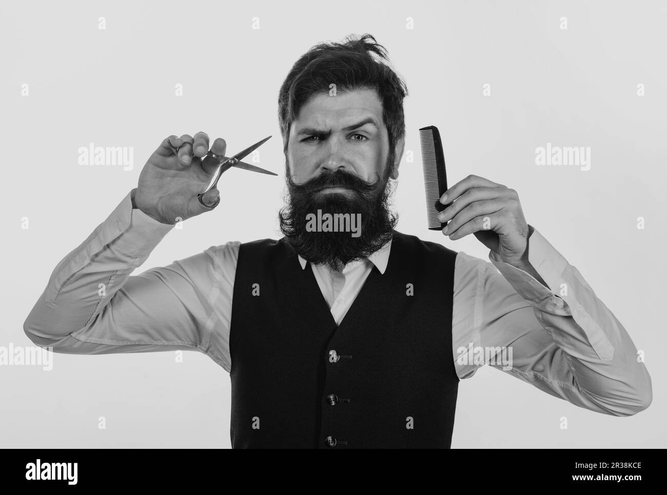 Bearded man, portrait of man with long beard and moustache. Barber ...