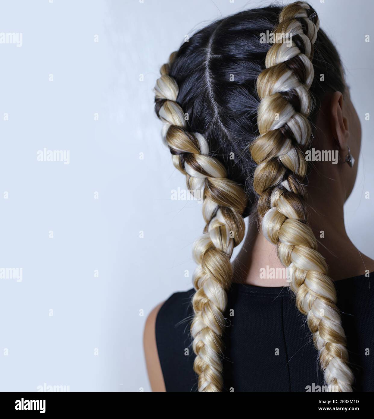 Two thick braids of artificial hair, a youth hairdo, colored hai Stock ...