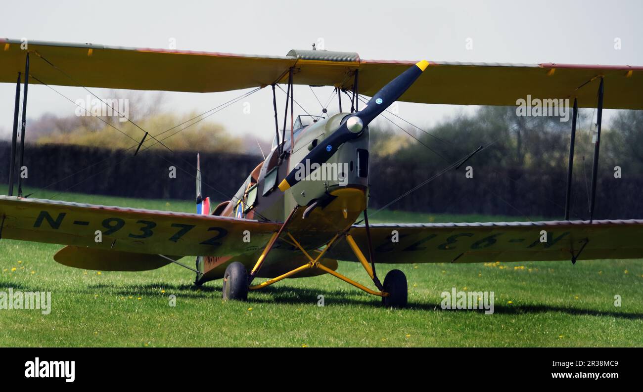 Tigermoth vintage Uk biplane pilot training aircraft in action Stock ...