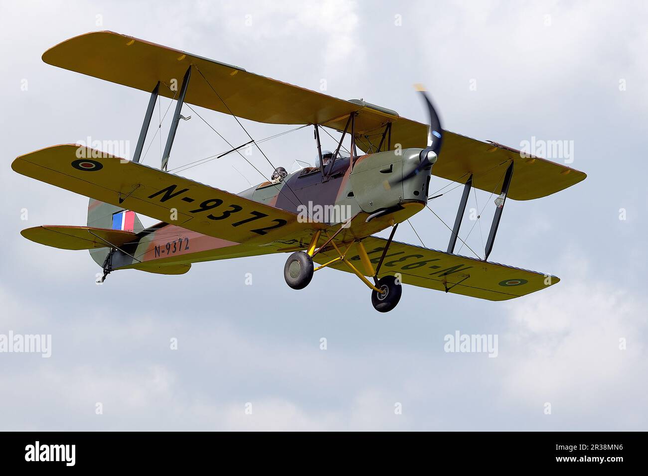 Tigermoth vintage Uk biplane pilot training aircraft in action Stock ...