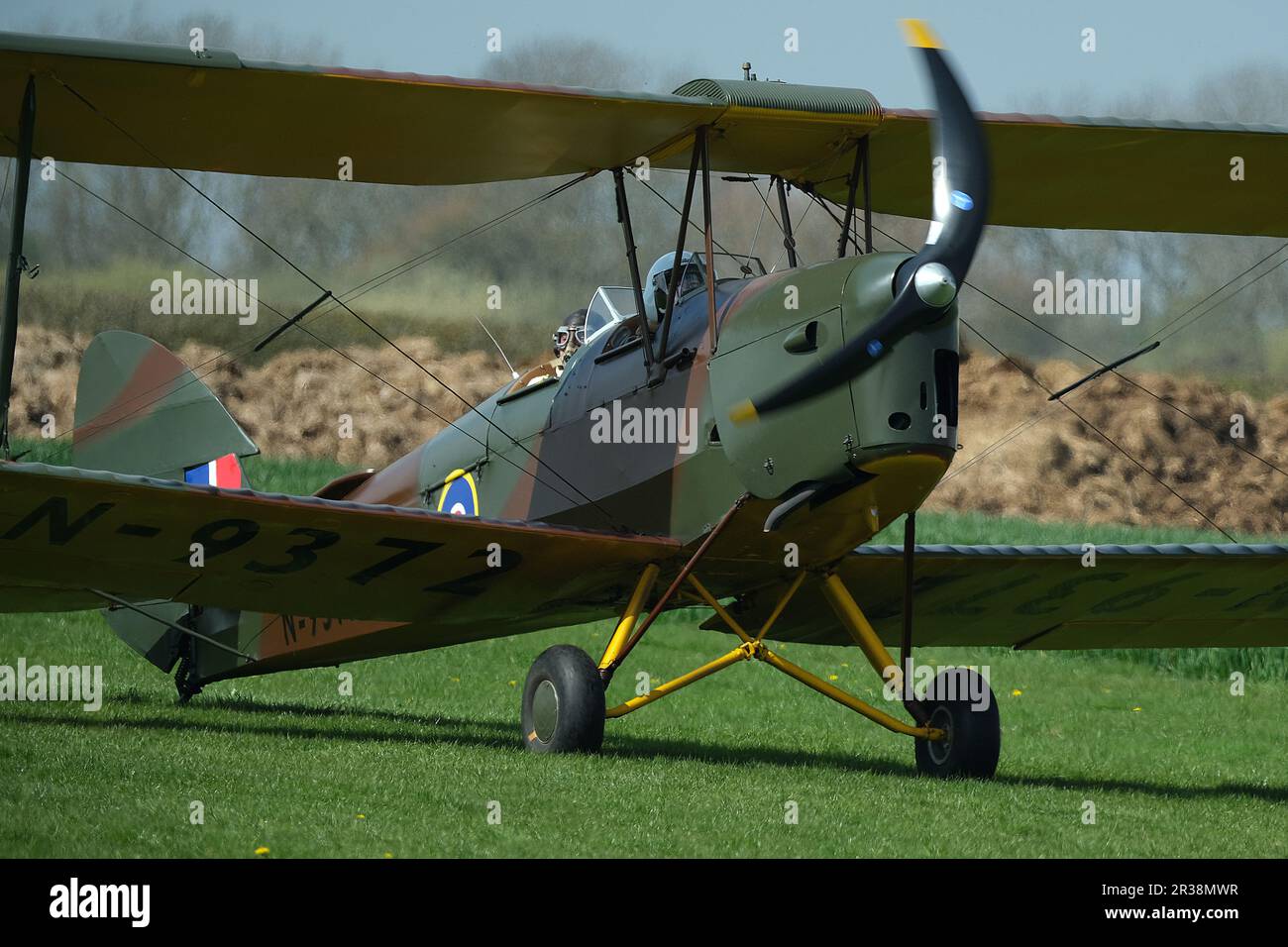 Tigermoth vintage Uk biplane pilot training aircraft in action Stock ...