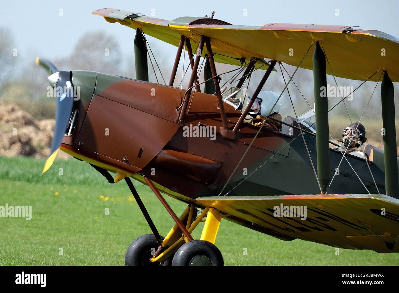 Tigermoth vintage Uk biplane pilot training aircraft in action Stock ...