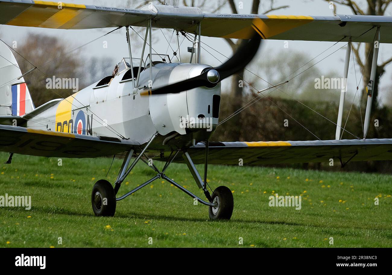Tigermoth vintage Uk biplane pilot training aircraft in action Stock ...