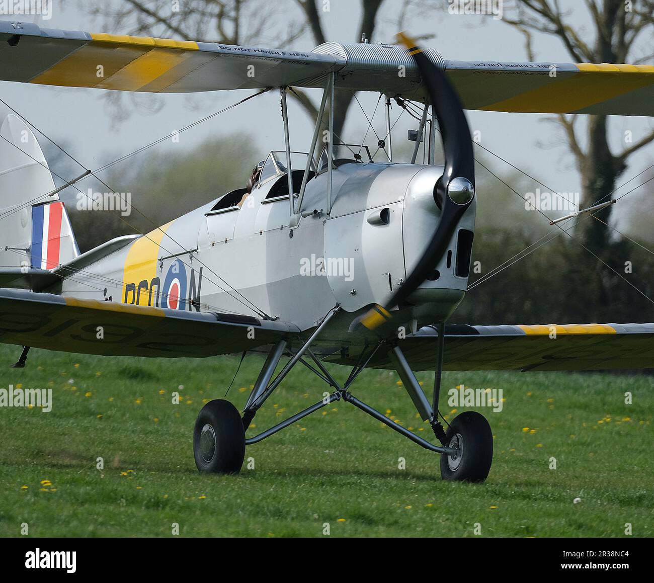Tigermoth vintage Uk biplane pilot training aircraft in action Stock ...