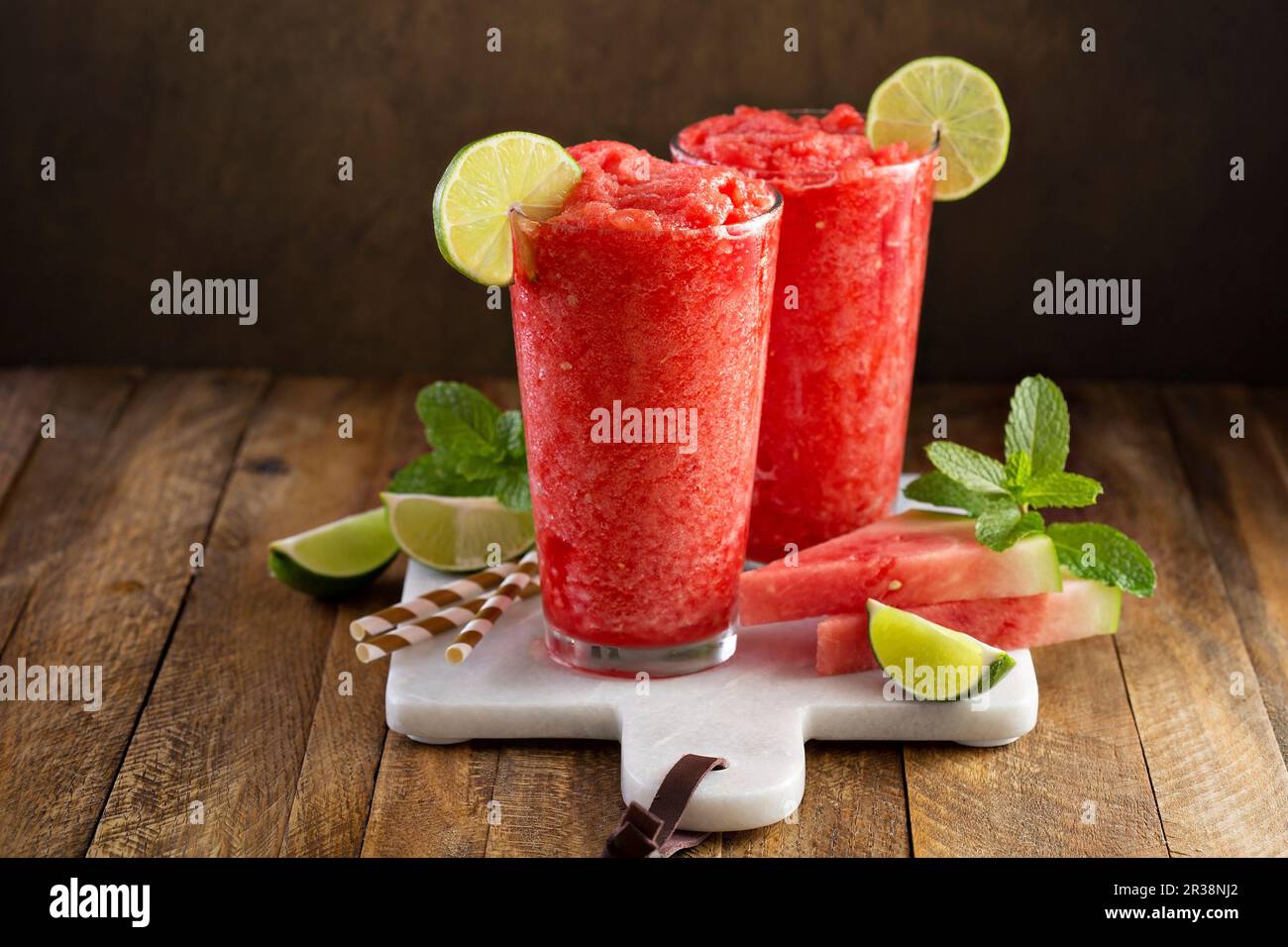 Watermelon slushies in glasses Stock Photo - Alamy