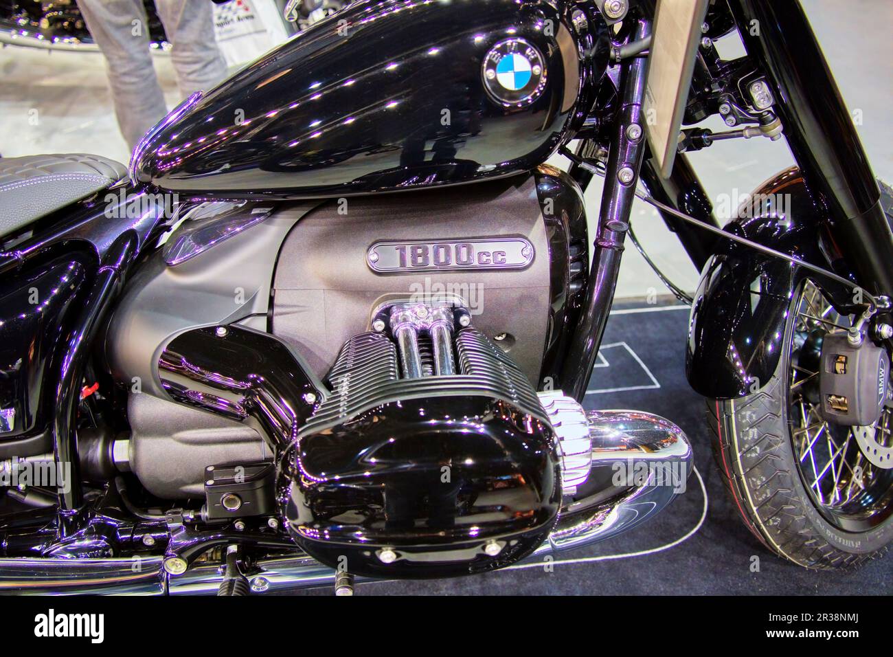 Braunschweig, Germany, Februara 25, 2023: BMW motorcycle with a voluminous 1800 cc boxer engine ...