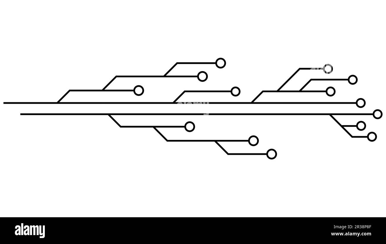 Printed circuit board PCB tracks isolated on white background ...