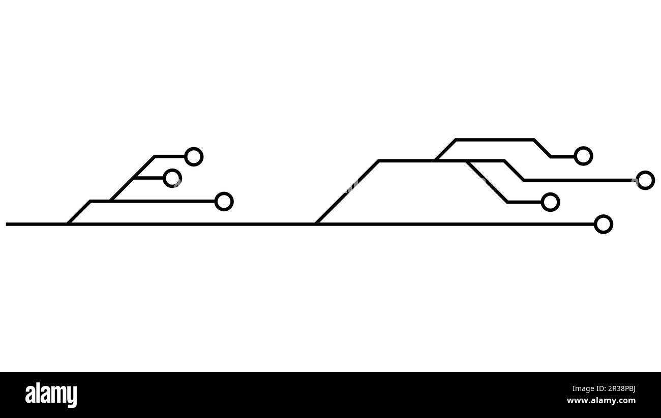 Printed circuit board PCB tracks isolated on white background ...