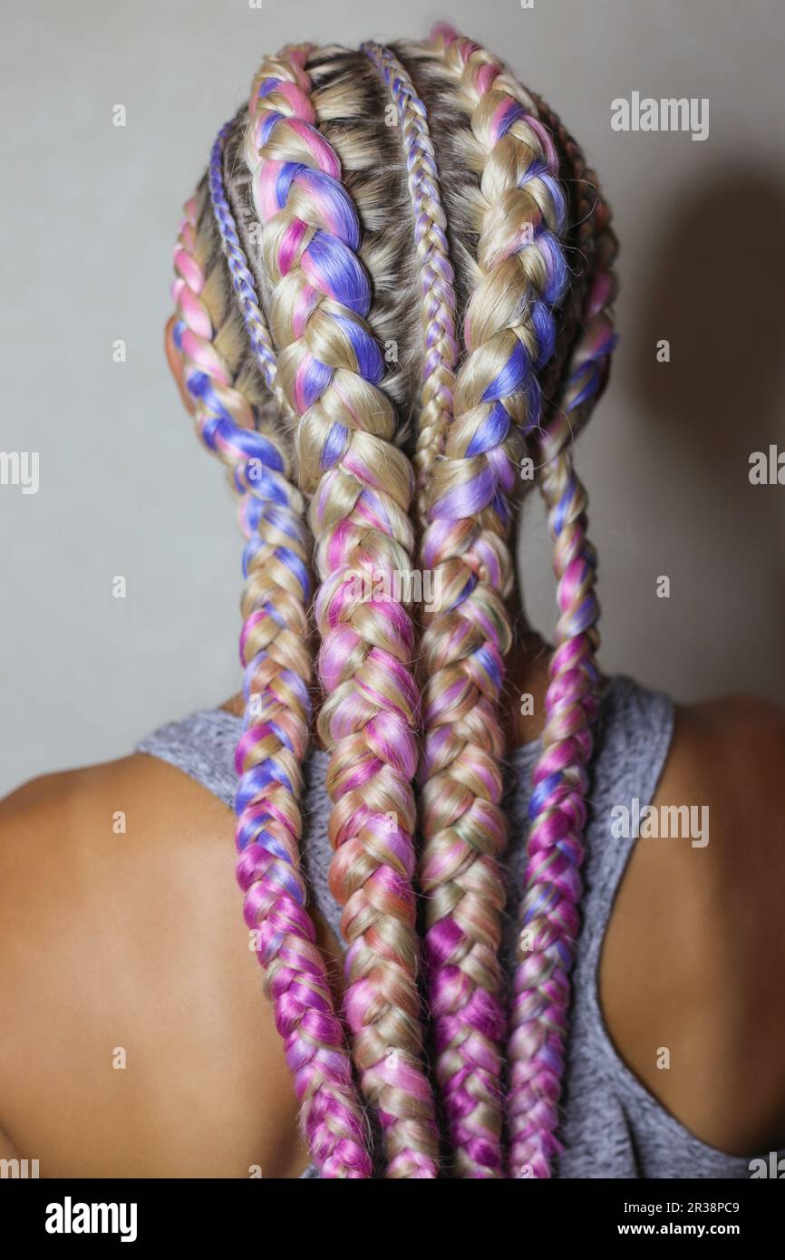 Braids, colored hair, hairstyle Stock Photo - Alamy