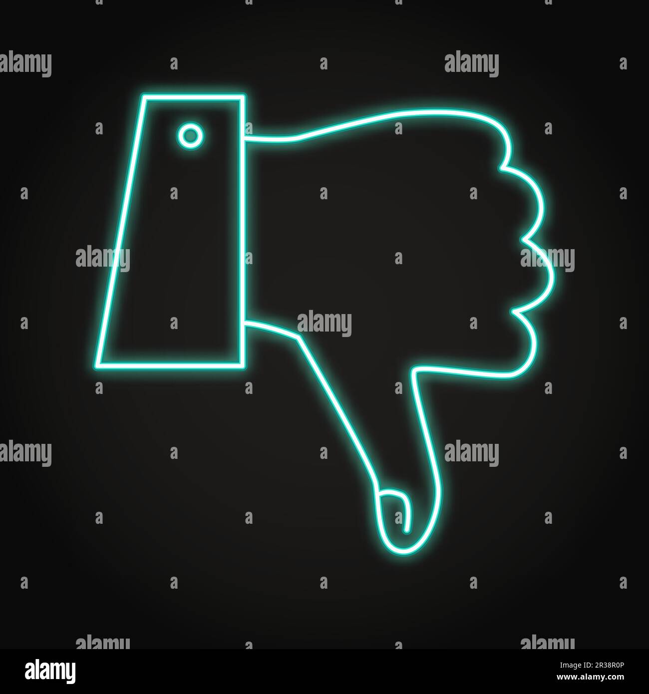 Dislike neon icon in line style. Hand with thumb down, voting symbol ...