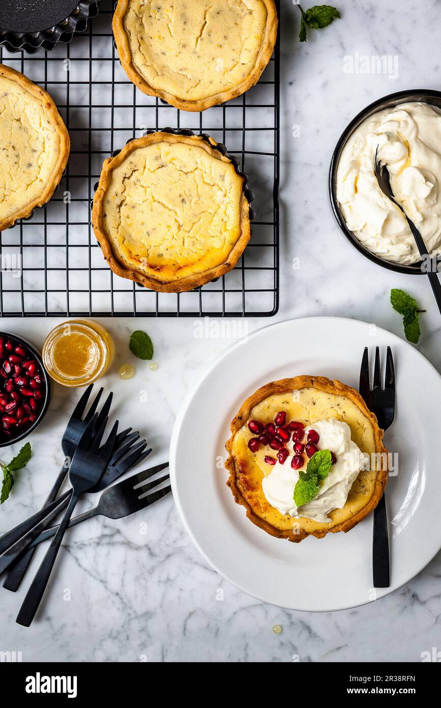 Lemon and Goats Cheese Tart with Aniseed Pastry Stock Photo - Alamy
