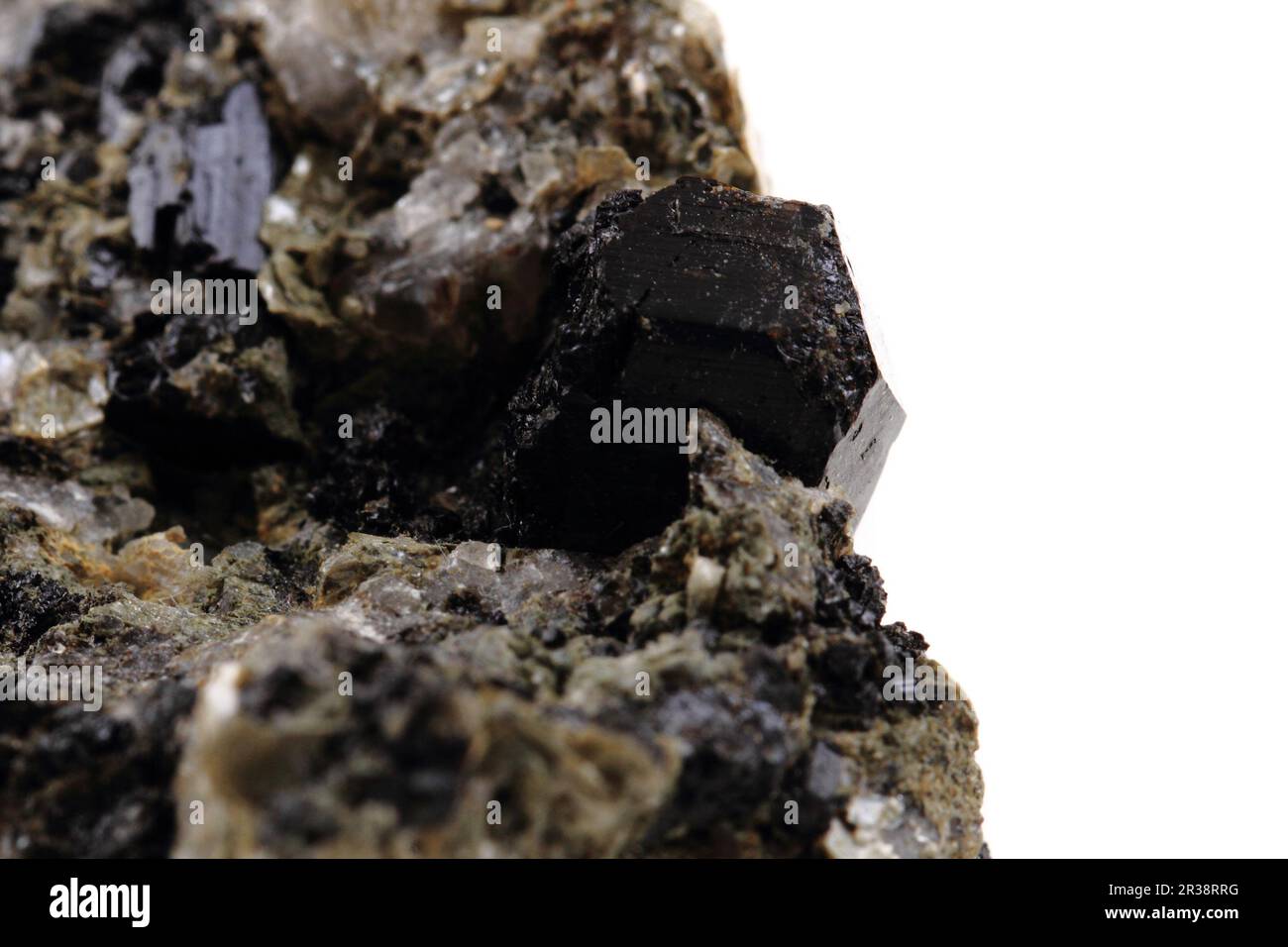 schorl mineral isolated on the white background Stock Photo - Alamy