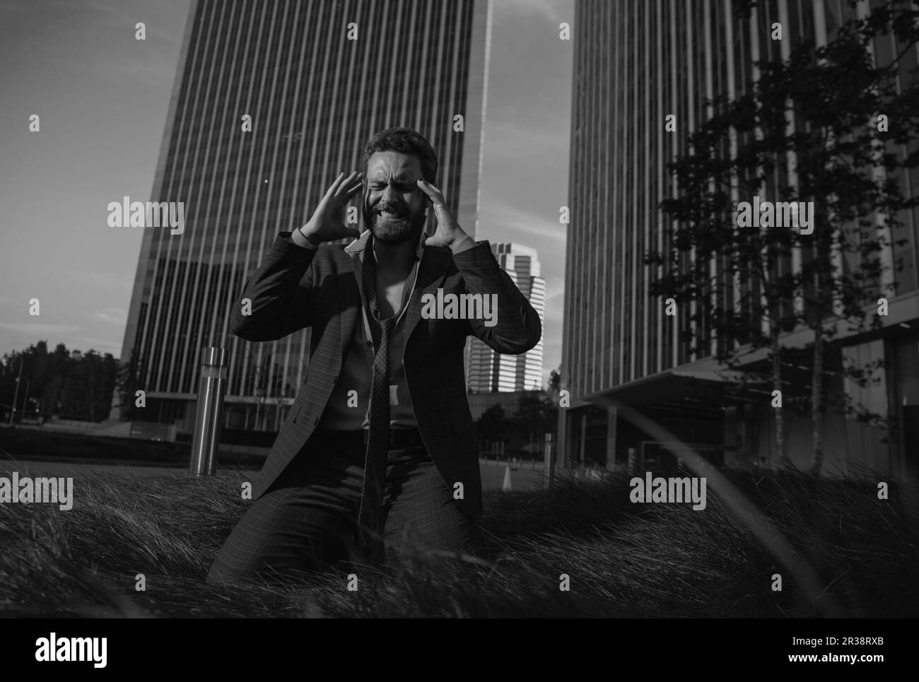 Stressed businessman crying. Business man in sad depressed crying ...