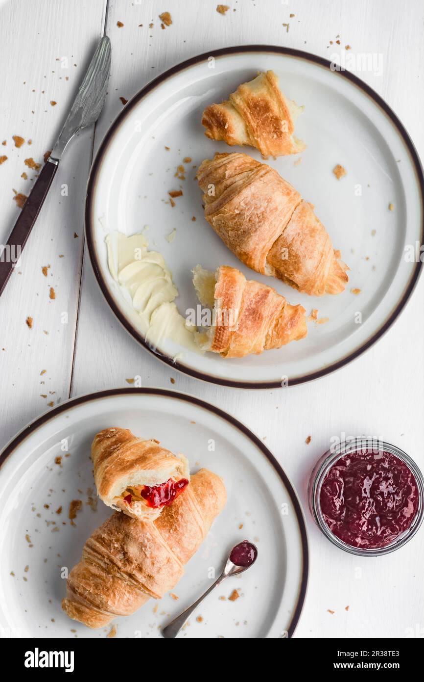 Croissants strawberry jam butter hi-res stock photography and images ...