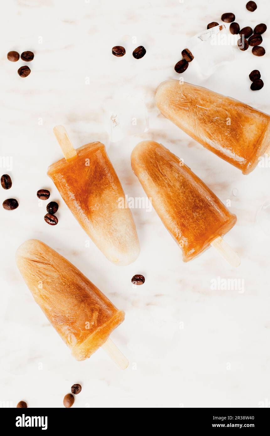 Coffee Popsicles, Refreshing Ice Lollies with Coffee Beans and Ice on ...