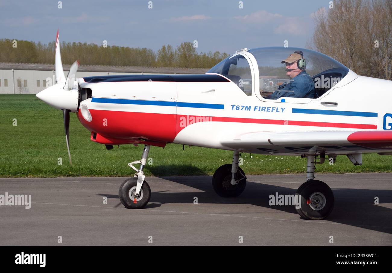 Light aircraft about to take off from local airfield Stock Photo - Alamy
