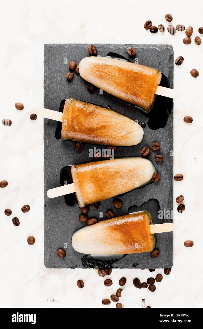 Coffee Popsicles, Refreshing Ice Lollies with Coffee Beans and Ice on ...