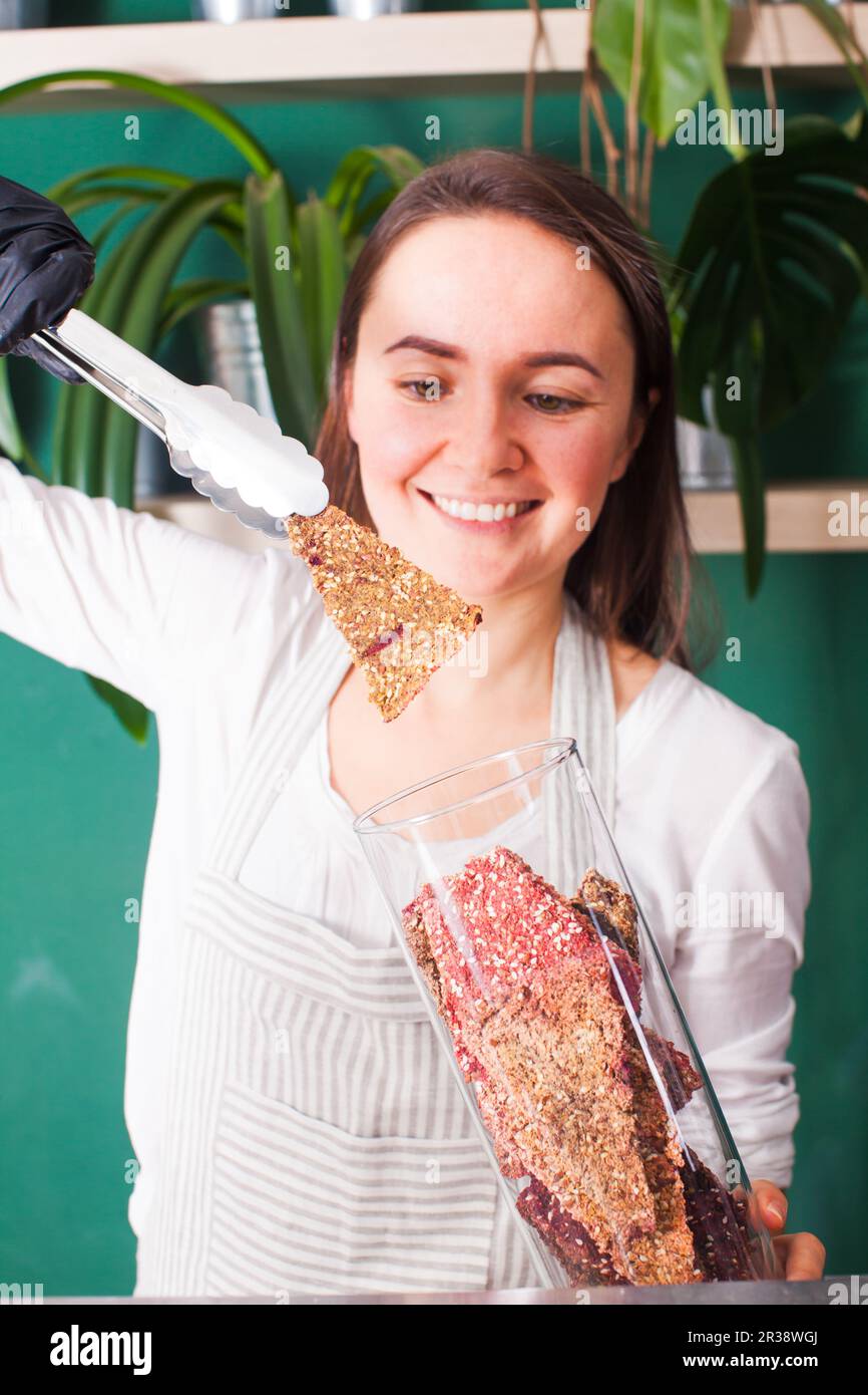 Organic shop with healthy food or vegetarianism, raw food Stock Photo ...