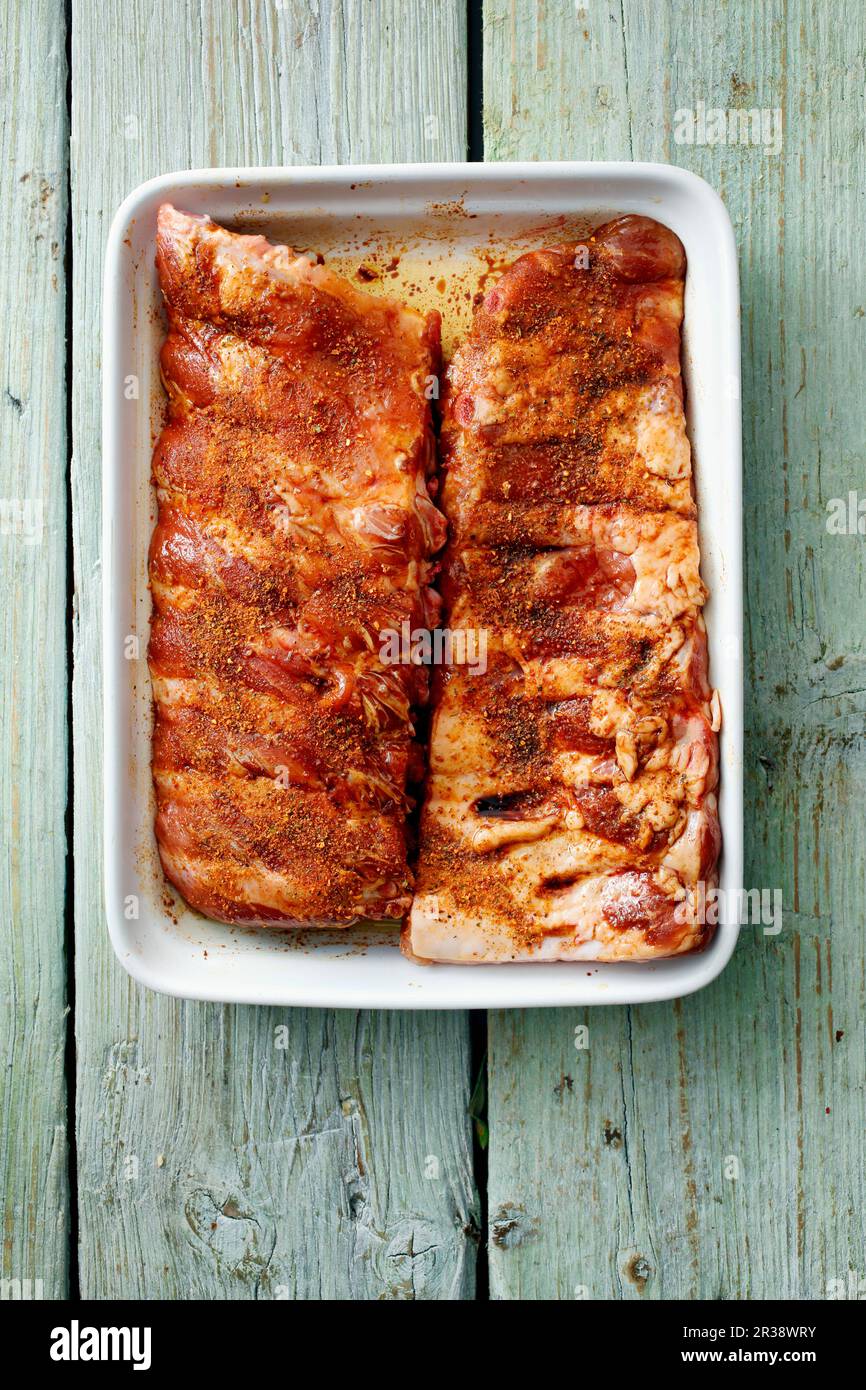 Raw marinated ribs on hi-res stock photography and images - Alamy