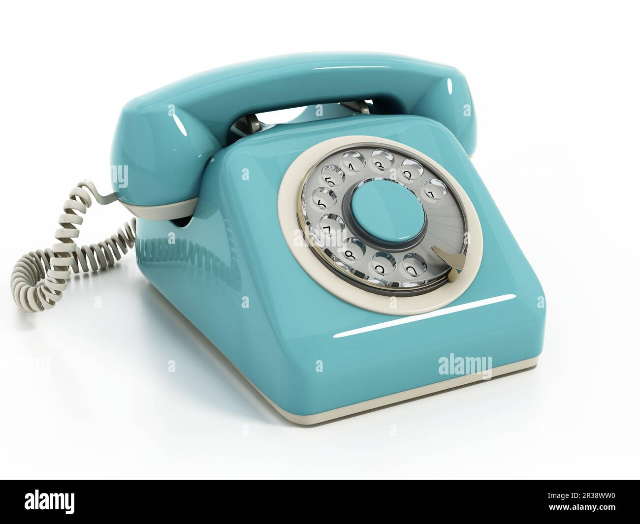 Retro rotary phone isolated on white background. 3D illustration Stock ...