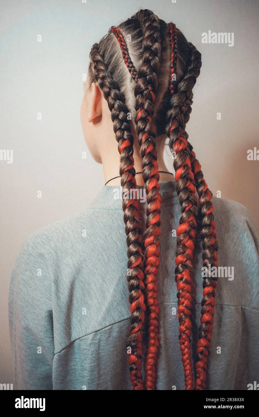 Braids with interlacing kanekalon Stock Photo - Alamy