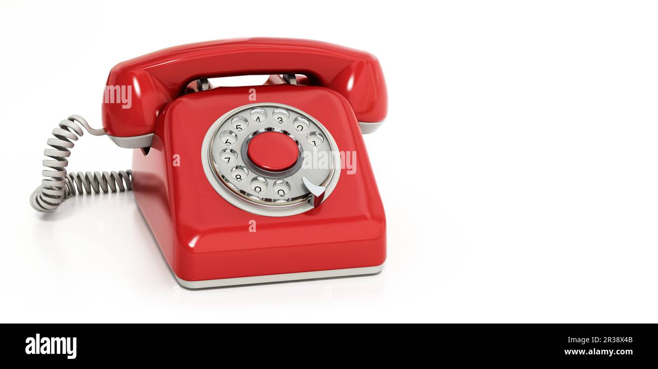 Retro rotary phone isolated on white background. 3D illustration. Copy ...