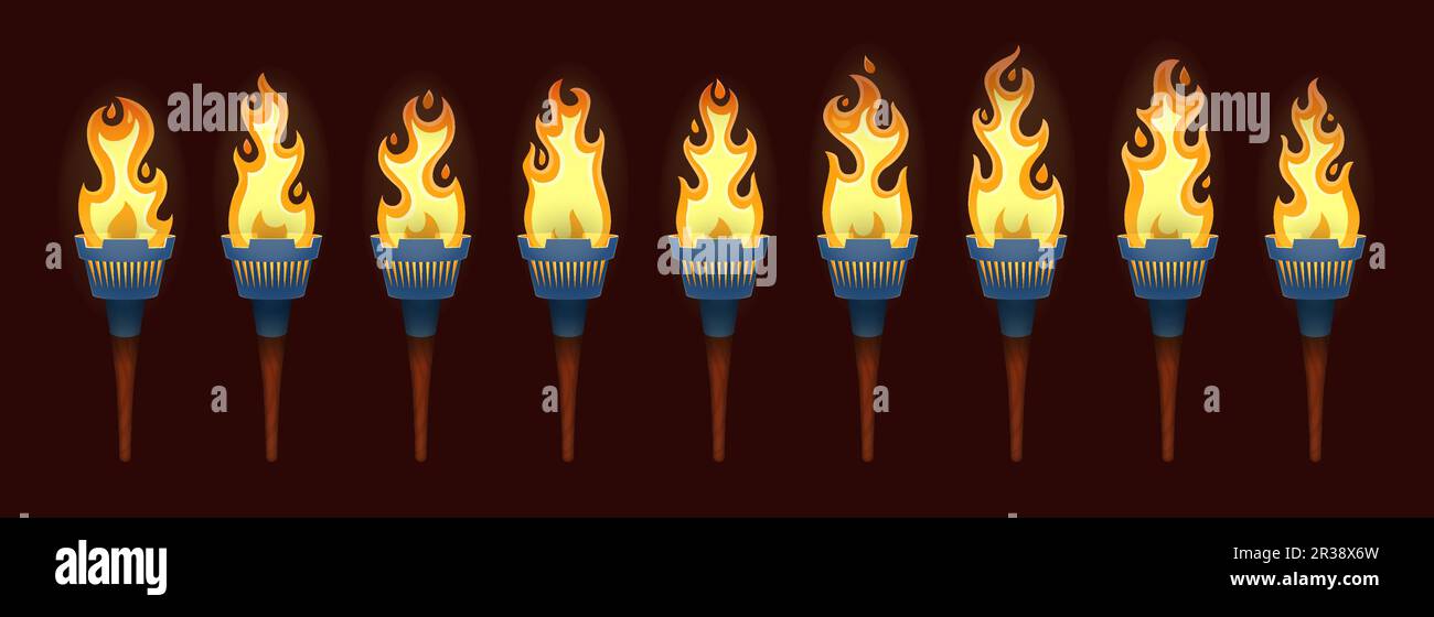Torch animation sequence. Medieval fantasy or magic torch fire or hot ...