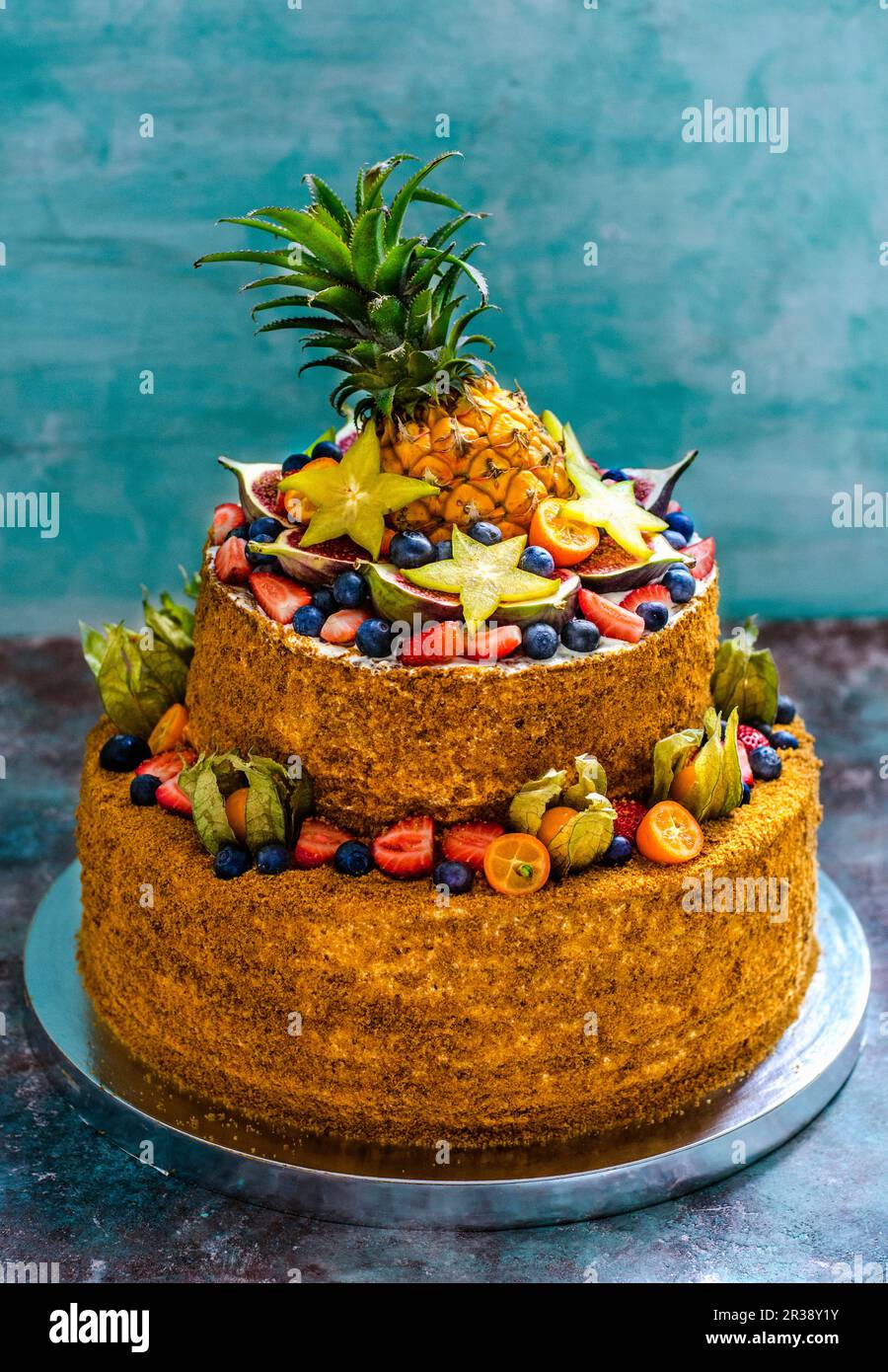 A two-tier fruit cake Stock Photo - Alamy