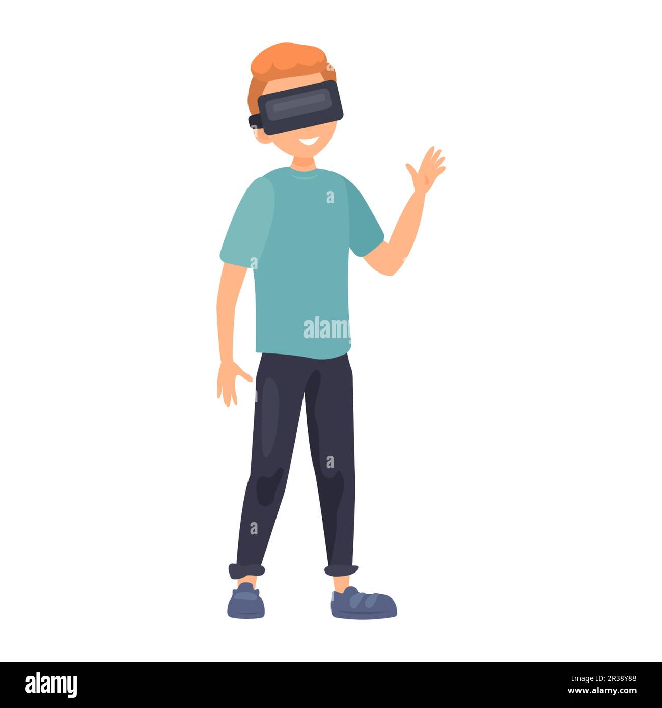 Boy with red hair wearing vr glasses illustration in color cartoon ...