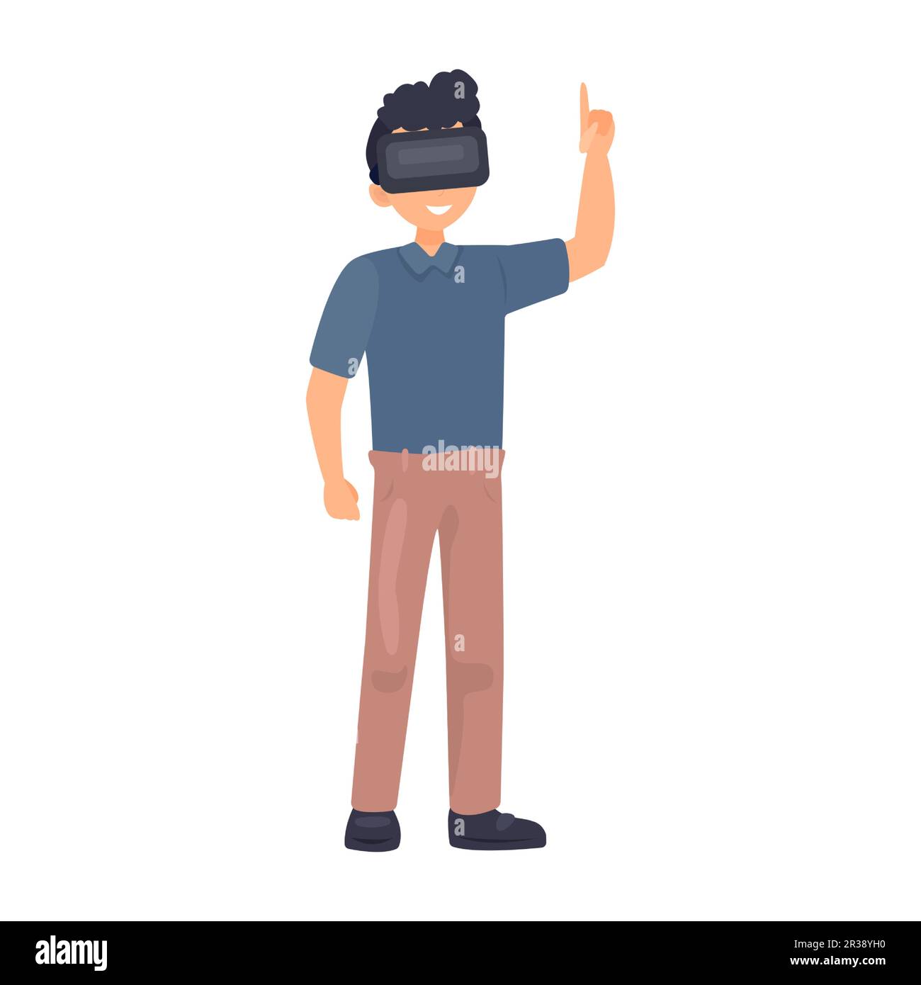 Boy with dark hair wearing vr glasses illustration in color cartoon ...