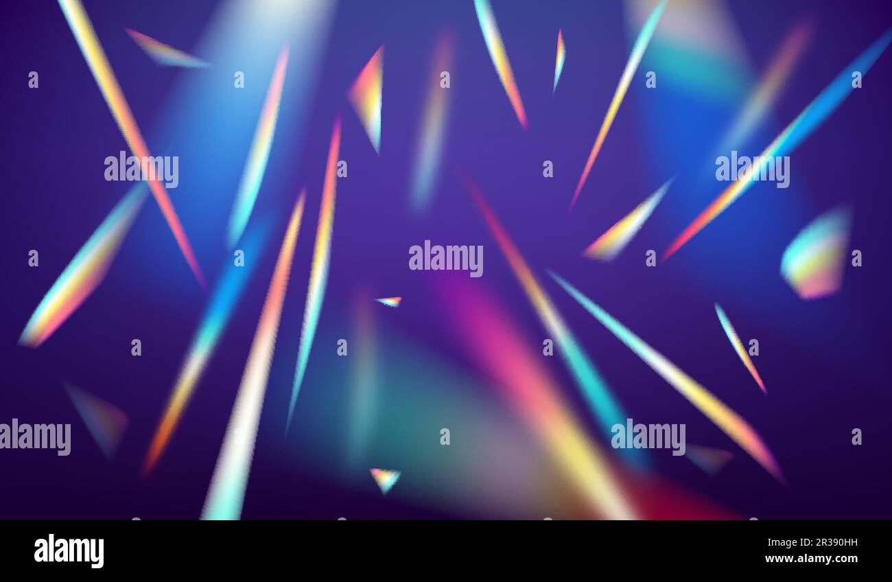 Holographic falling confetti glitters with bokeh light. Prism light ...