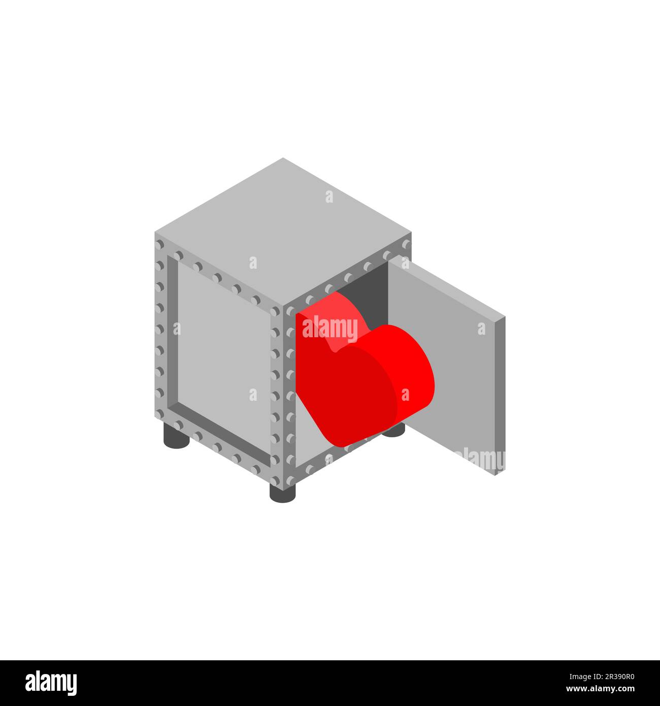 Heart in bank vault. Concept protect love. Love is locked in a safe ...