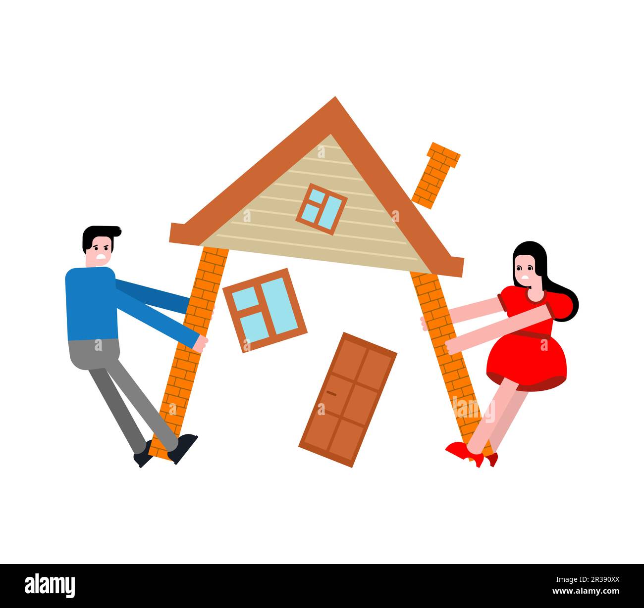 Couple Share House After Divorce Man And Woman Is Pulling House In