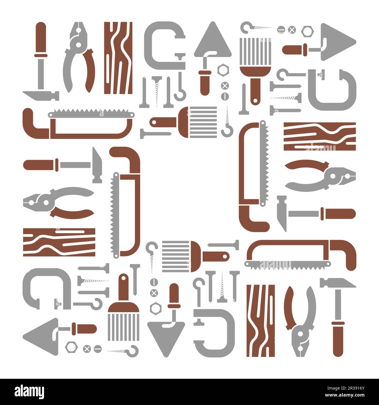 Tools frame background and Place for text. saw and brush, hammers ...