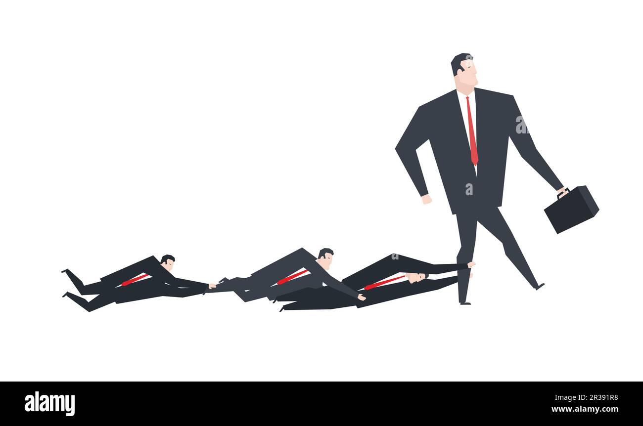 Team Pleading With boss. Man holding boss leg as she walks away Stock ...