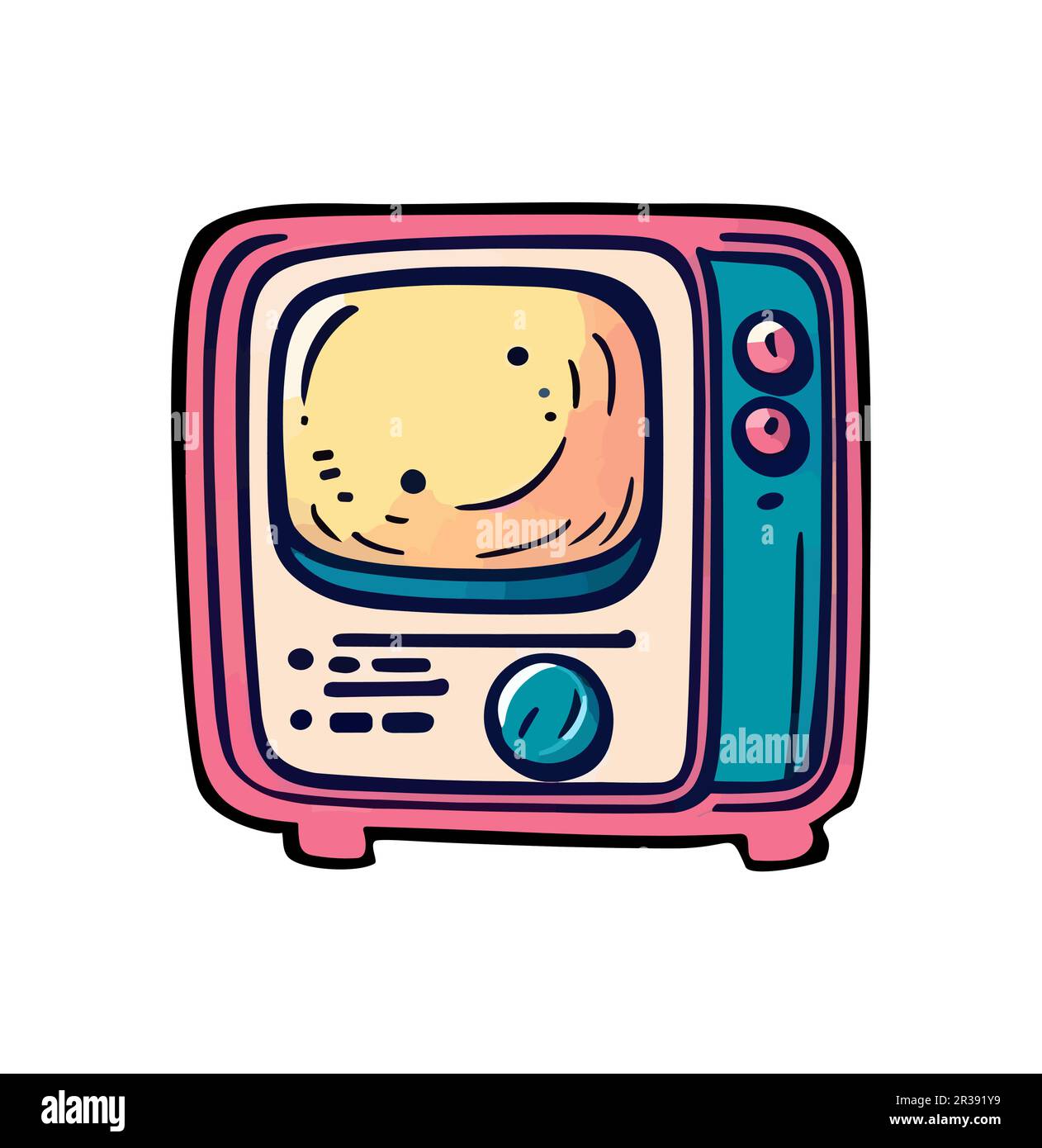 Hand drawn comic retro TV vector isolated on white Stock Vector Image ...