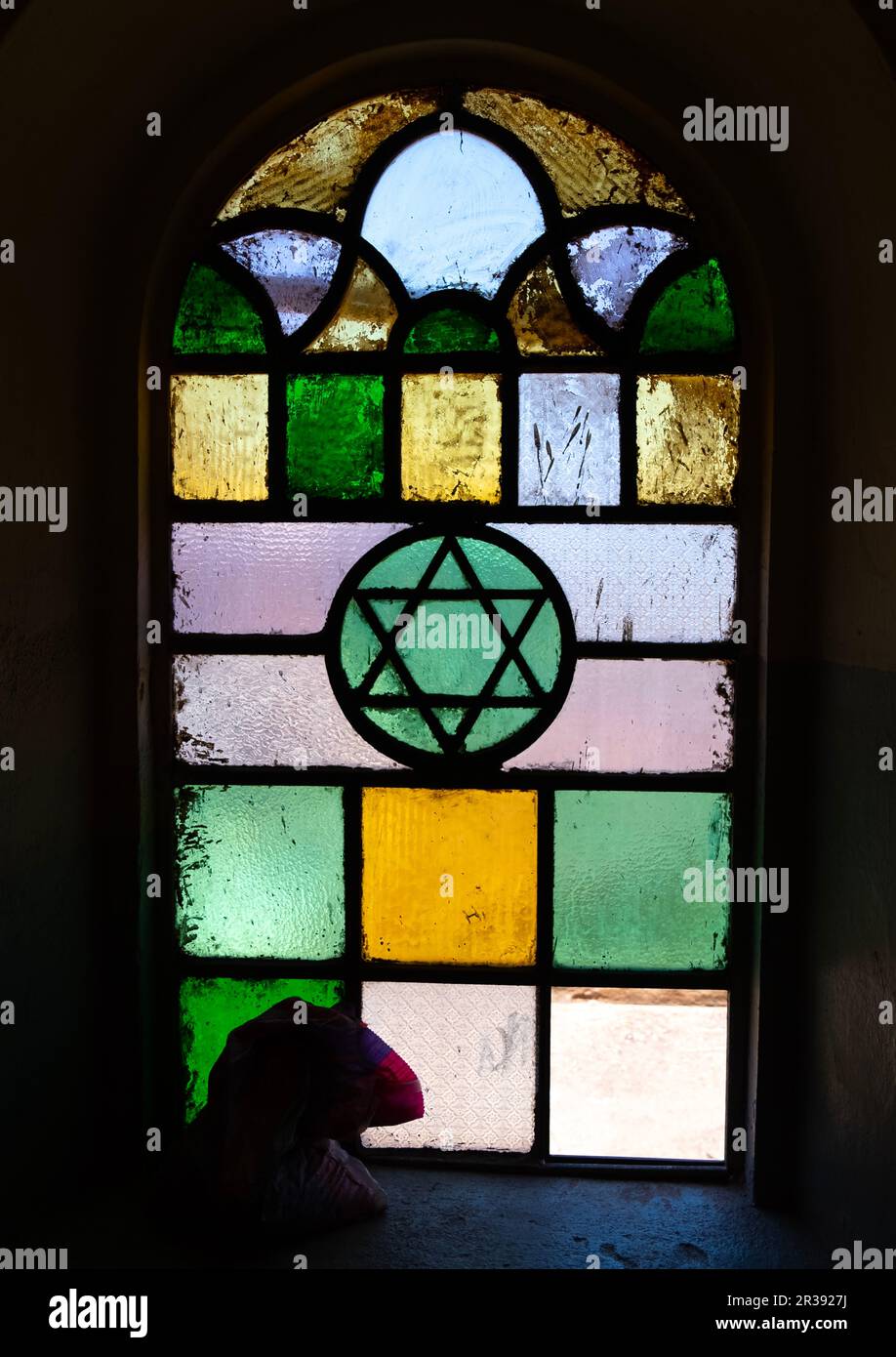 Star of David in an old jewish building, Central Region, Asmara ...