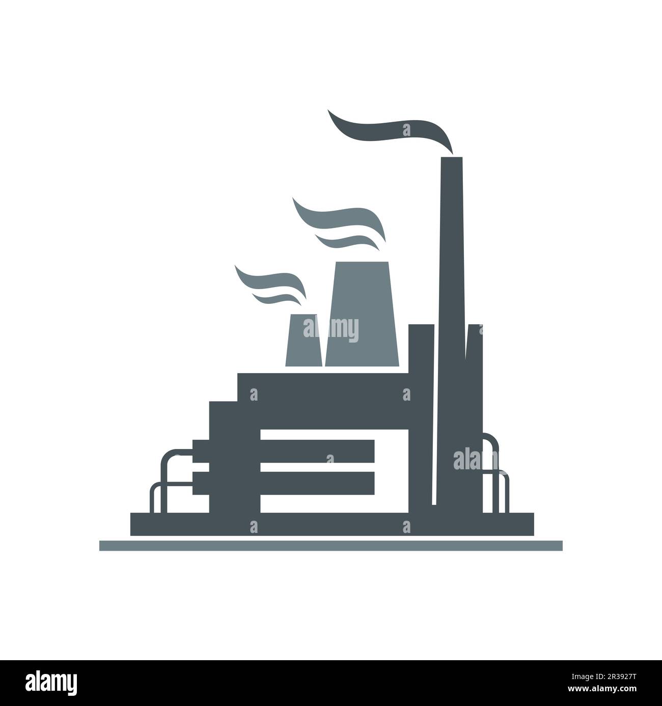 Factory icon with industrial plant building, vector power industry. Oil ...