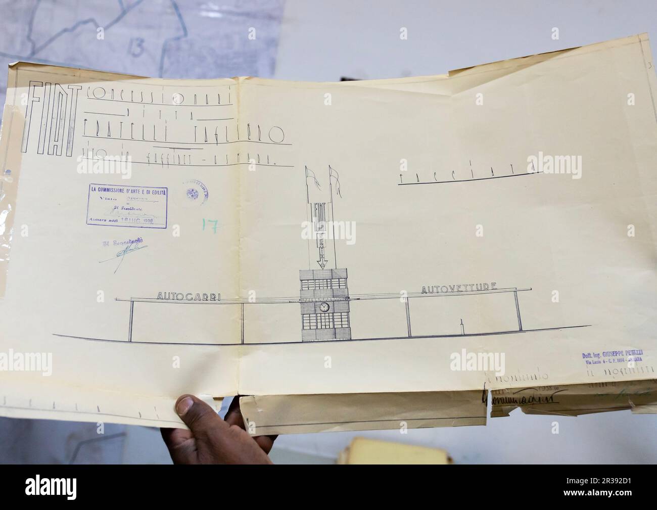 Old italian plan for Tagliero FIAT building, Central Region, Asmara ...