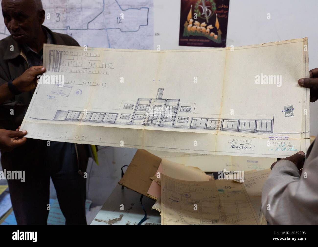 Old italian plan for Tagliero FIAT building, Central Region, Asmara ...