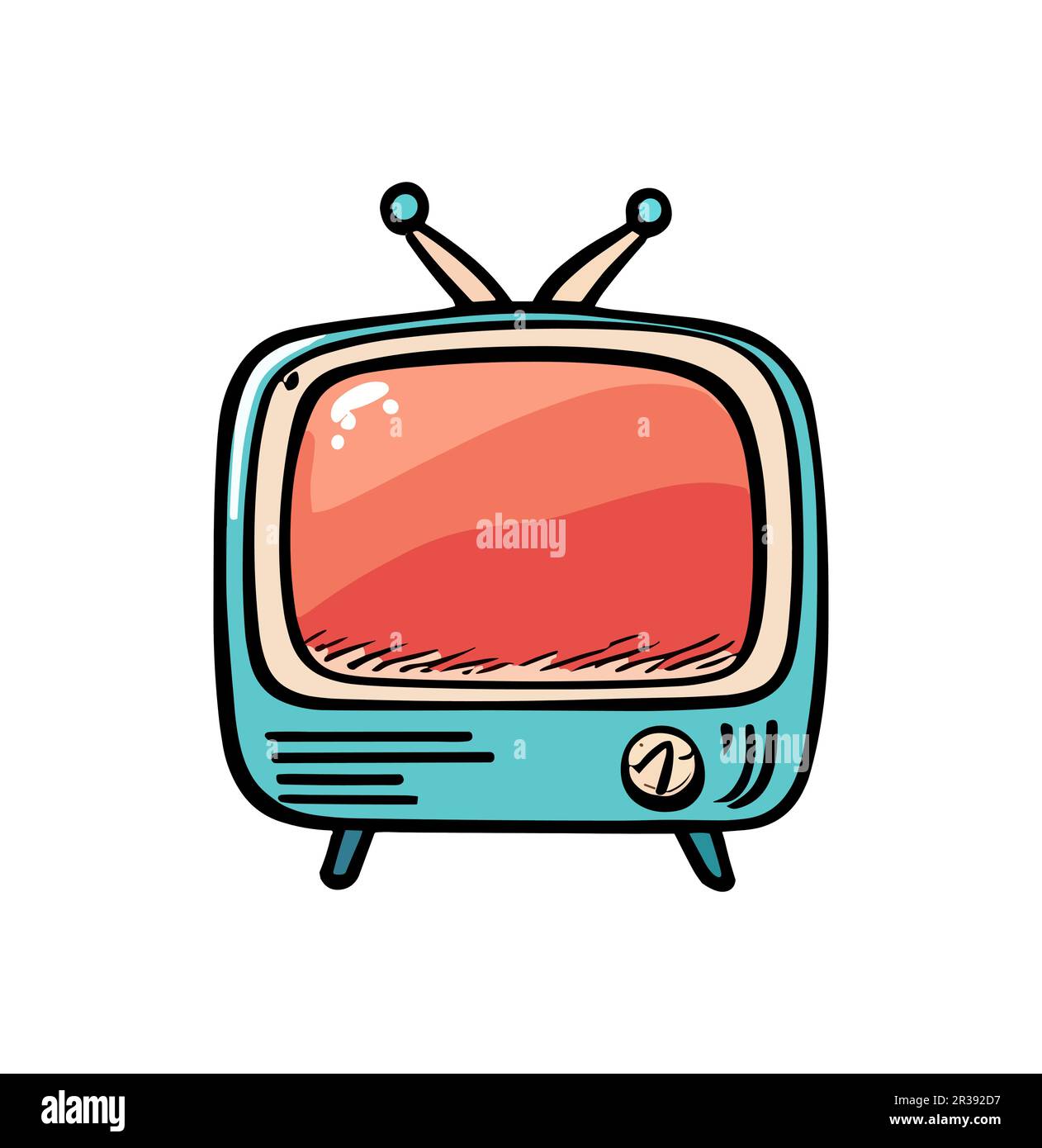 Hand drawn comic retro TV vector isolated on white Stock Vector Image ...