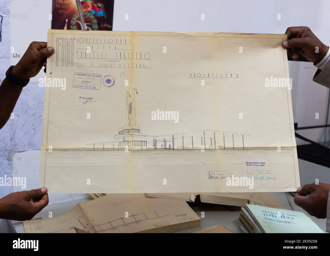Old italian plan for Tagliero FIAT building, Central Region, Asmara ...