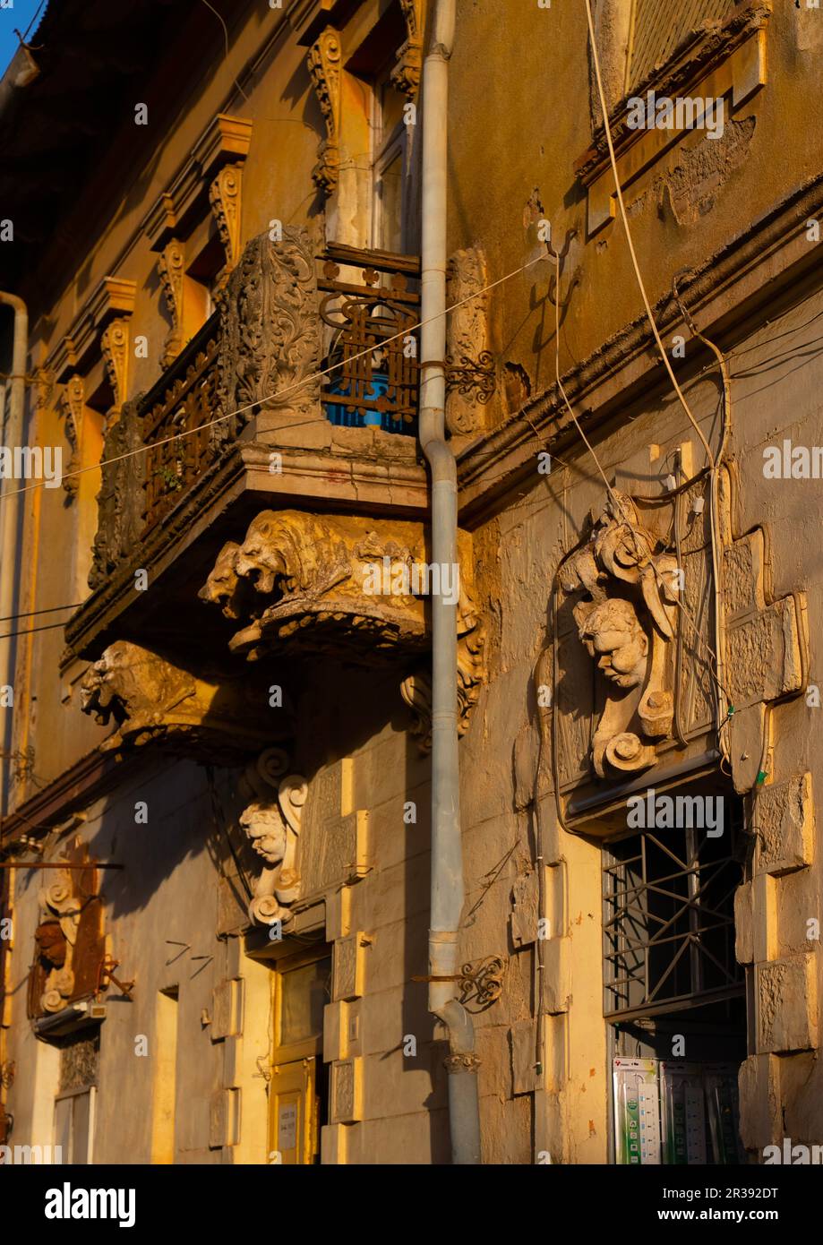 Old colonial italian house with balcony in the sunset, Central Region ...
